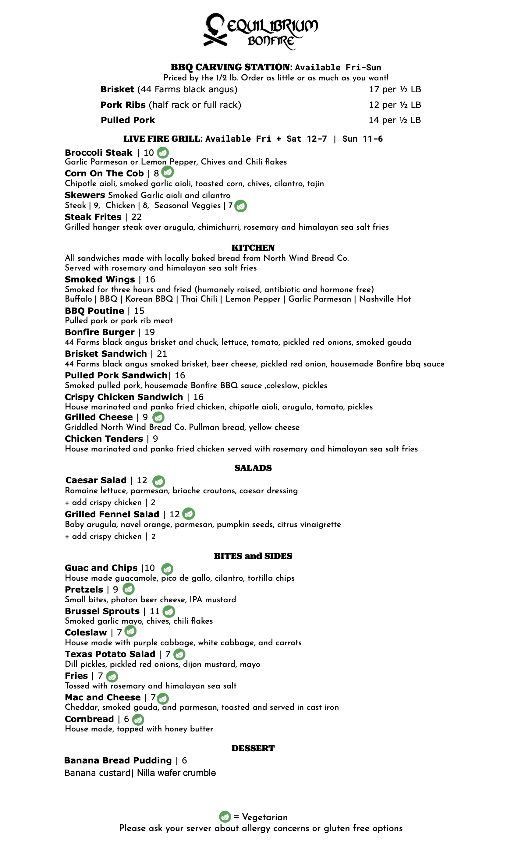 Bonfire Food Program | Equilibrium Brewery