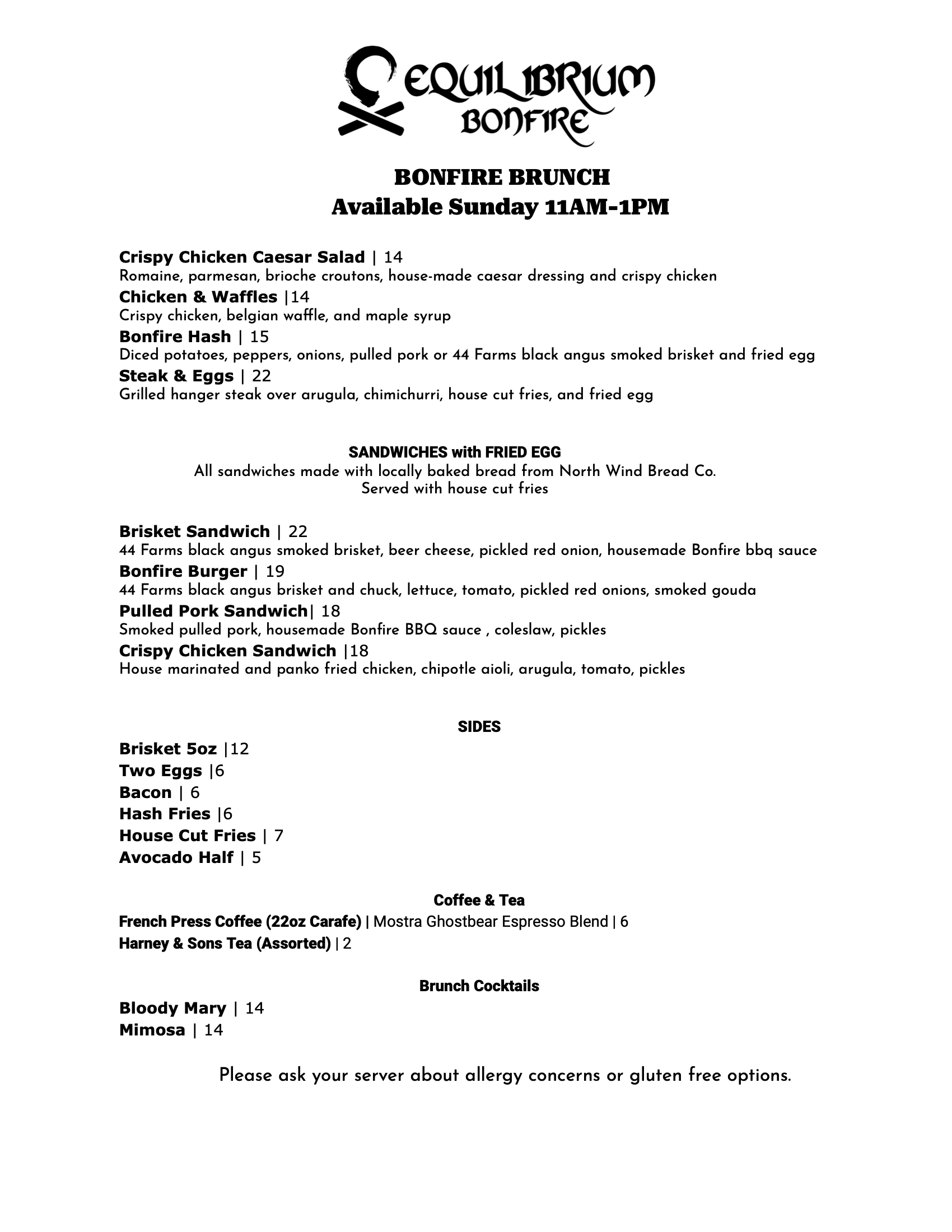 Bonfire Food Program | Equilibrium Brewery